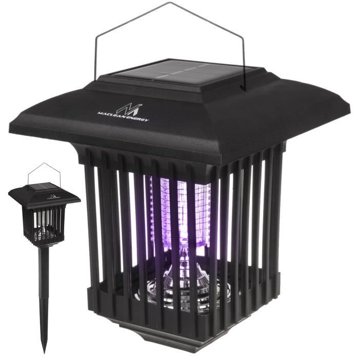 Lampe insecticide Maclean Solar LED UV - Piège à moustiques - 2W - Noir ...