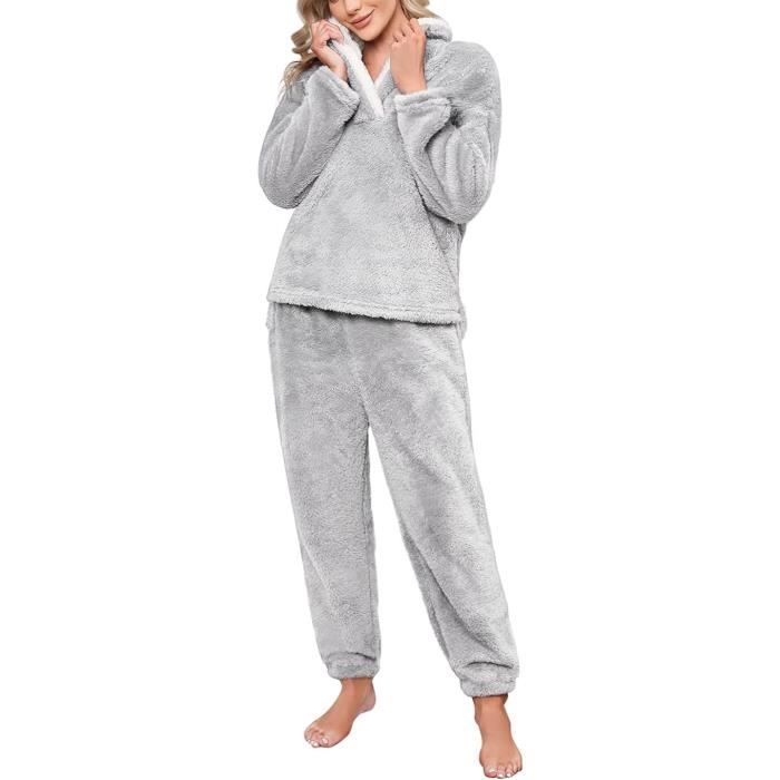 Ensemble Pyjama Femme Hiver Chaud et Polaire - GYROOR - 2 Pièces ...