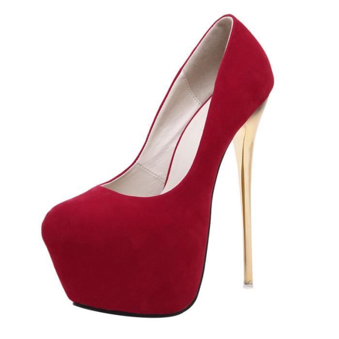 Talons Plate- Forme Des Femmes à Bout Rond Haut Glissement de La Pompe ...