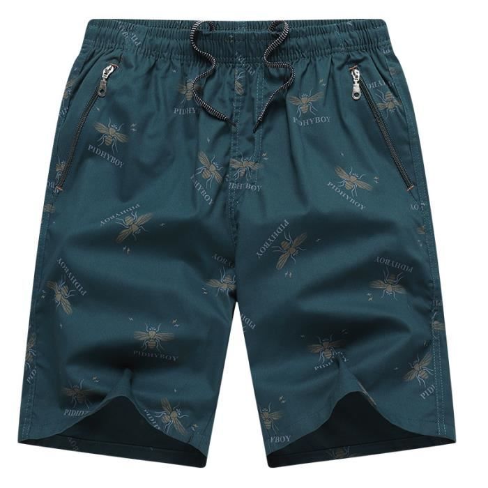 Short Homme Taille Elastiquée Plage En Coton Imprime Séchage Rapide ...
