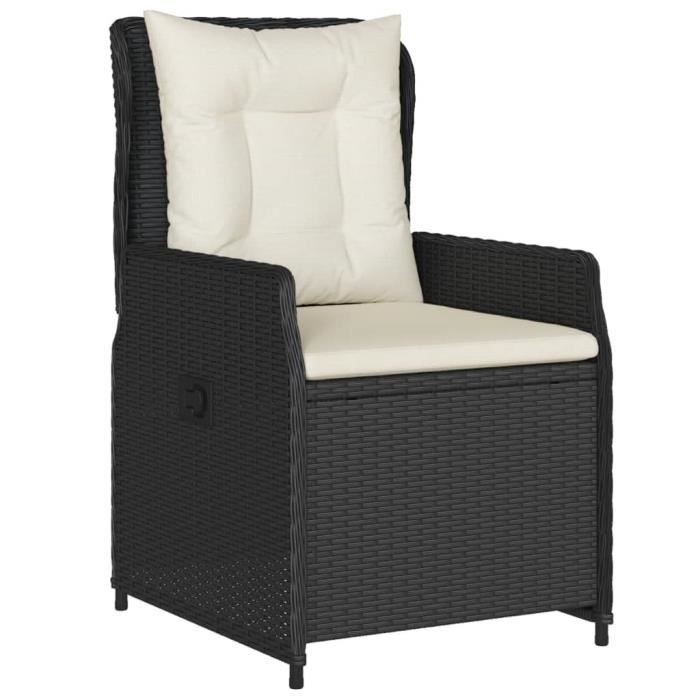 KIT Chaises inclinables de jardin lot de 2 noir résine tressée ...