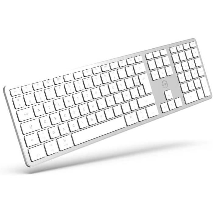 Clavier Français Azerty Sans Fil Pour Mac \U2013 Blanc Et Argenté[J499 ...