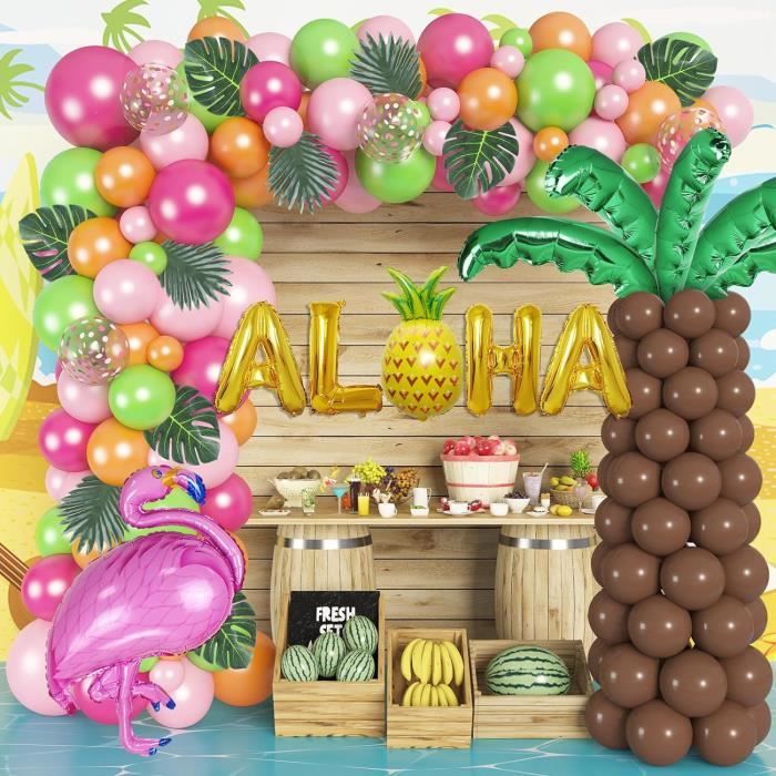 186Pièces Tropicaux Hawaïen Ballon Arche Kit Summer Party Decor Vert ...