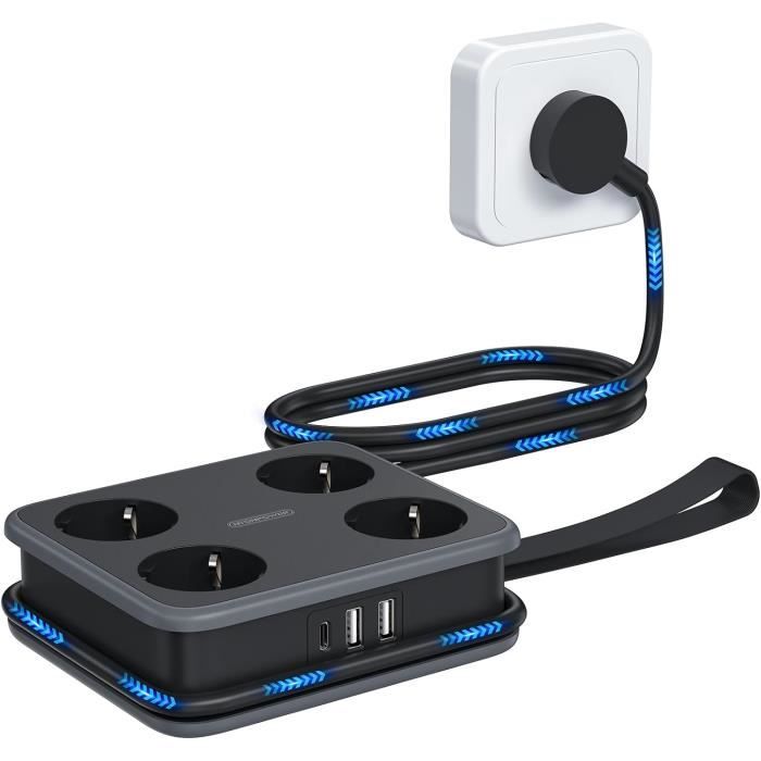 Multiprise Usb-C 4 Prise Multiprise Electrique Multiple 2 Usb-A Avec 1 ...