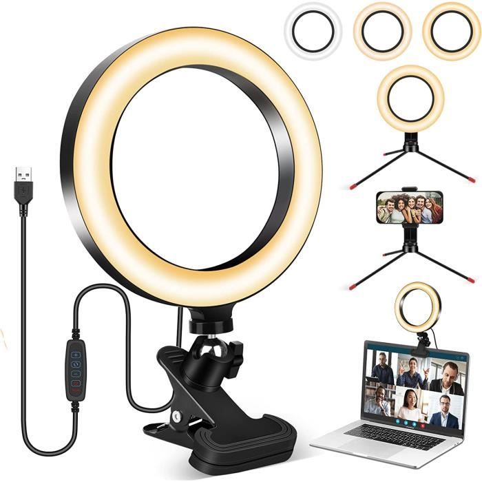 6" Ring Light avec Trépied Grand, Selfie Anneau Lneux Réglable avec 3 Modes d'Eclairage et 10 ...