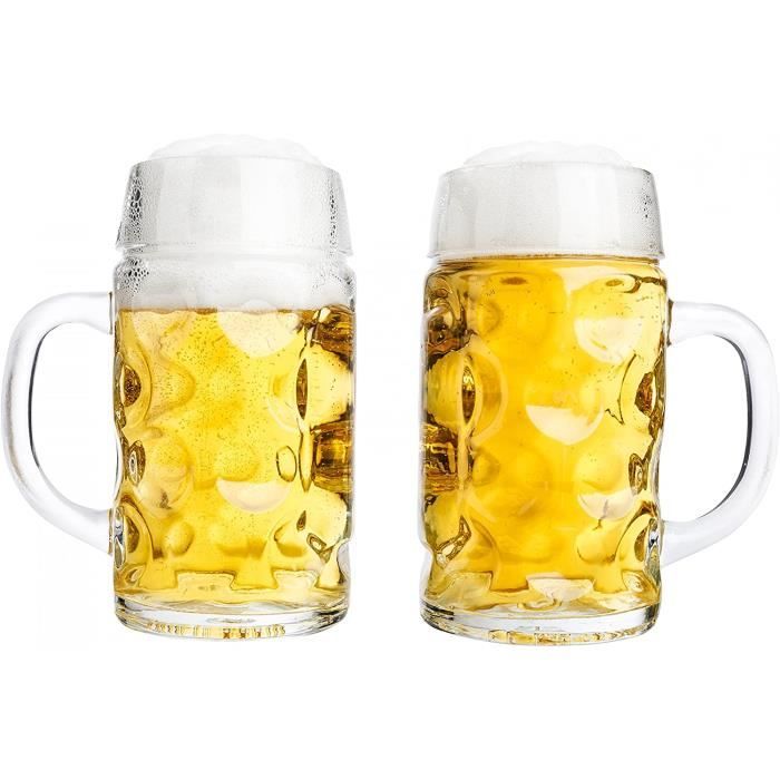 Van Well Lot de 2 chopes à bière - Avec poignée - Lavables au lave ...