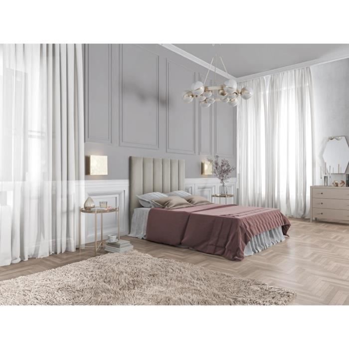 Tête de lit coutures verticales INGA - 140 cm - Velours - Beige ...