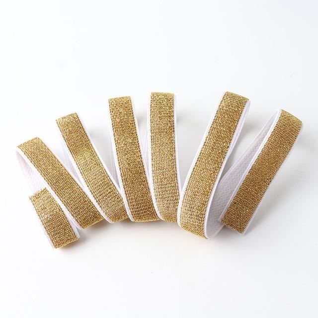 Elastique,Gold on white 15mm-1m--Bande Élastique Plate En Nylon Pour Couture, Fil D'or Et Argent ...