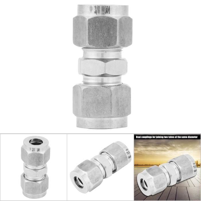 ZJCHAO Raccord de tube à compression Raccord de Tube de Compression en acier inoxydable, Double ...