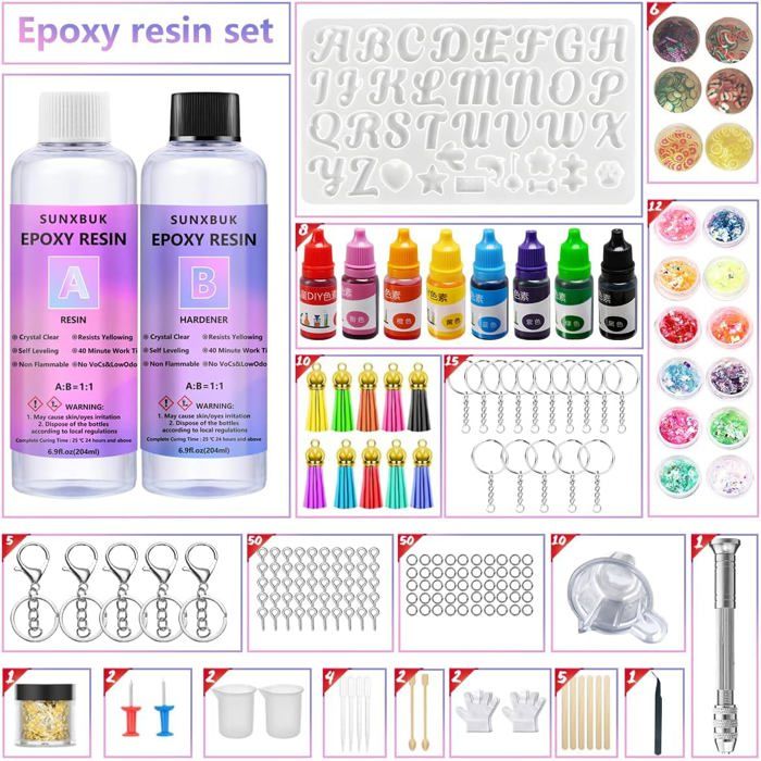 Resine Epoxy Transparente 2 parties 408ml, Kit de Résine pour Débutants ...