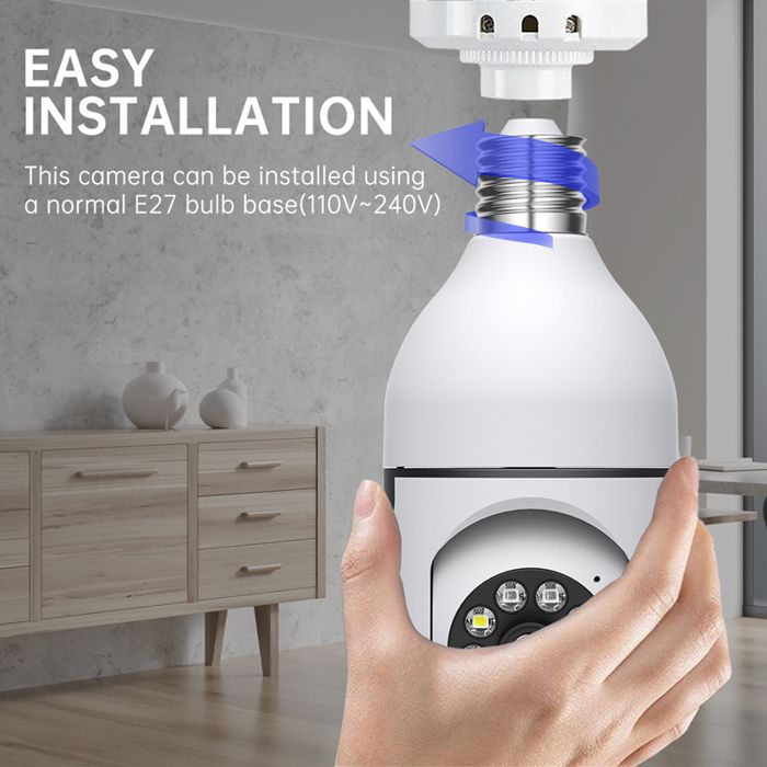 Caméra ampoule de sécurité 1080P WiFi intérieur sans fil 360 ...