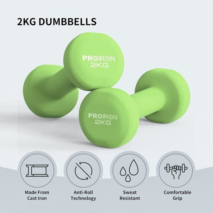 PROIRON haltere en Neoprene,Haltères,1KG,1,5KG,2KG,3KG,4KG,5KG,8KG,10KG,1+2+3KG,2 in 1,Muscles ...