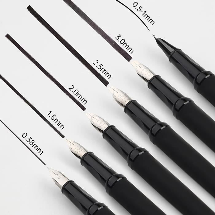 Stylo plume calligraphie-kit d'écriture calligraphique-3 stylos plume calligraphie, 7 plumes, 54 ...