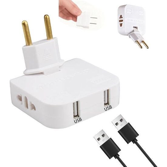 MULTIPRISEZENATERRA-Prise murale extra plate 2 USB + 2 prises, design ...