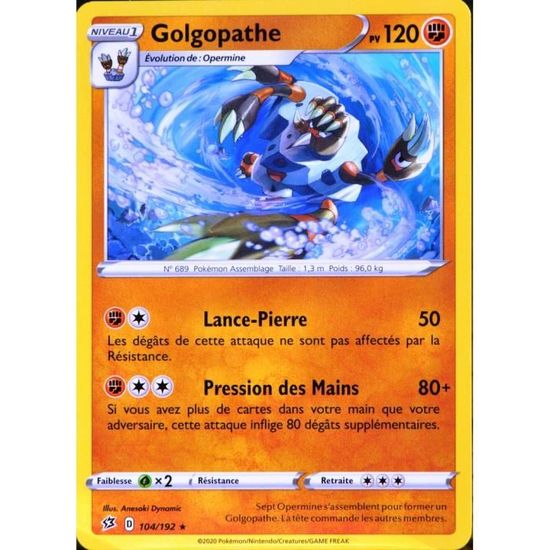 Carte Pokémon 104-192 Golgopathe EB02 - Epée et Bouclier - Clash des ...