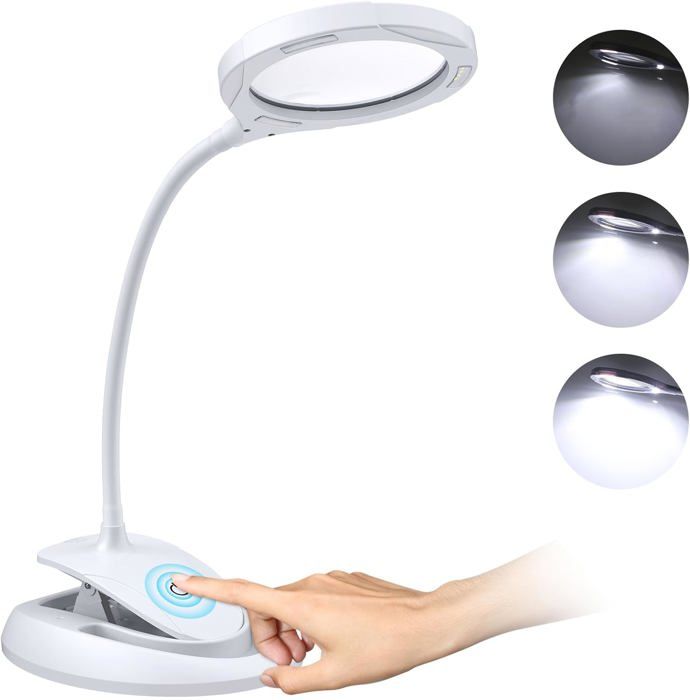 2 En 1 Lampe Loupe Led-Loupe De Table Grossissement 5X10X-3 Mode De ...