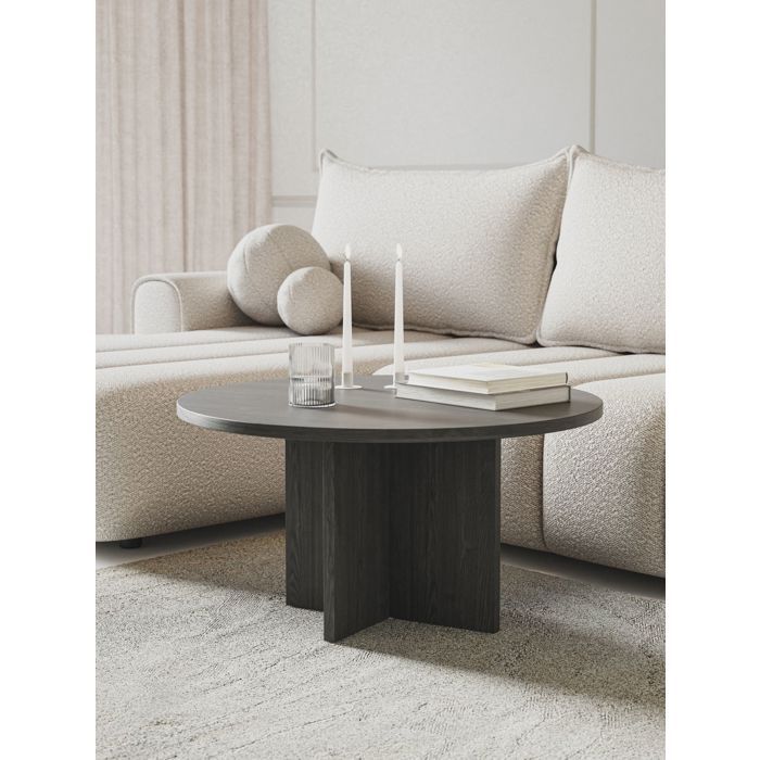 Table basse ronde - OVO - 76x76 - couleur du bois de frêne Portland ...