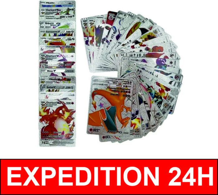 Carte Pokemon Française, 55 Cartes Vmax+V+GX+EX Carte, Cartes à Jouer ...