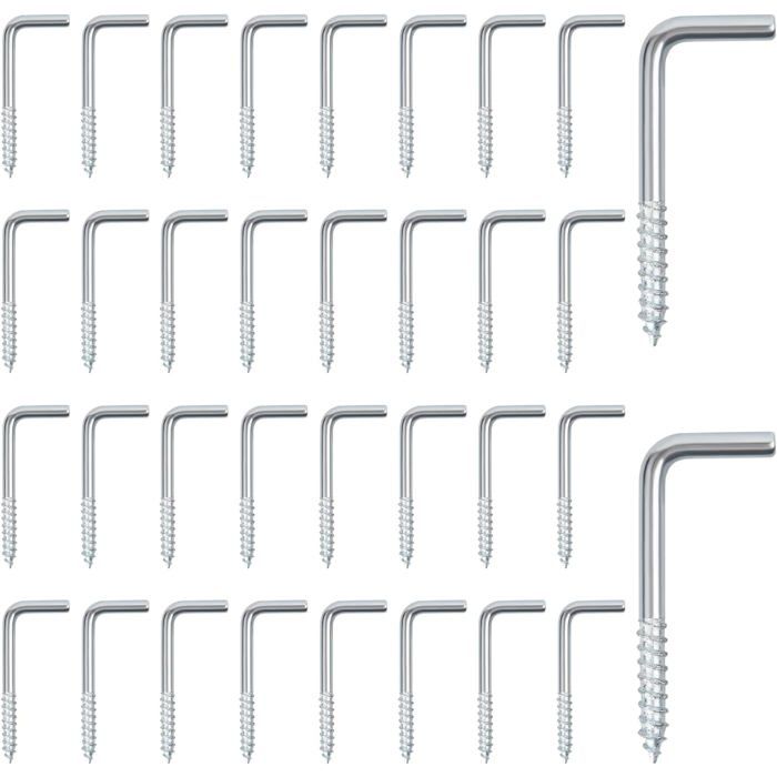 Crochets L, 100 Pitons M4x40mm Zinc, Angle Droit Haute Charge, Fixation ...