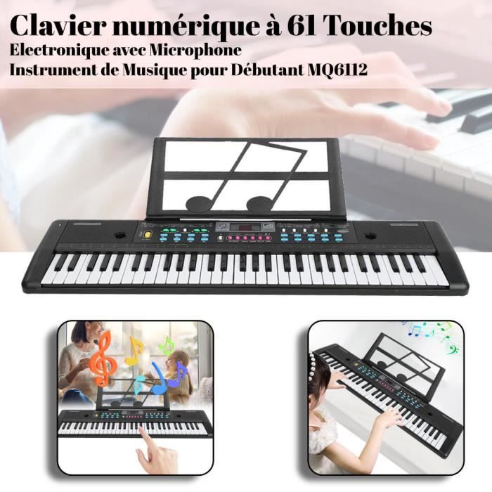 61 Kit Clavier électronique Piano MQ-6112 Enfant Numérique 61 Touches avec micro - Qualité ...