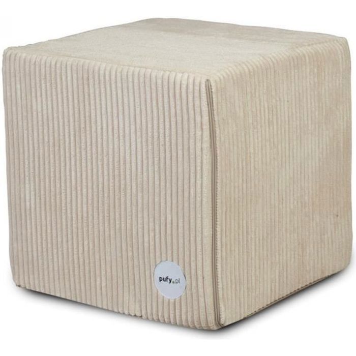 Pouf Assise Fauteuil CUBE Velours côtelé 40x40cm Blanc - Cdiscount Maison