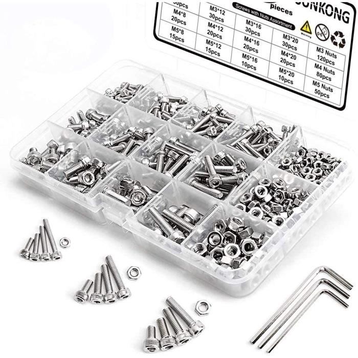 M3 m4 m5 jeu de vis et écrous en acier inoxydable - Cdiscount Bricolage