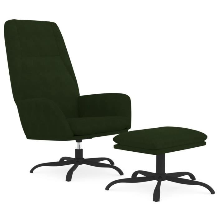 Chaise de relaxation avec tabouret Vert foncé Velours-S5815 - Cdiscount ...