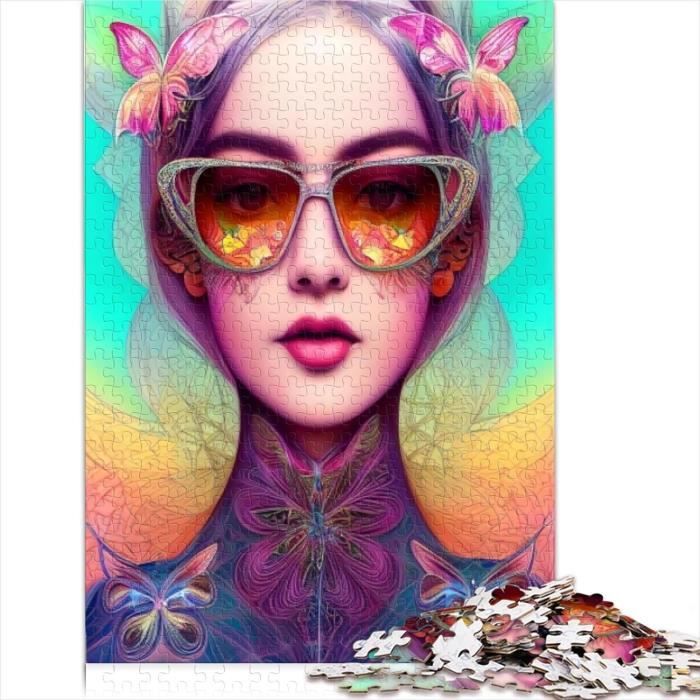 Puzzle 1000 Pièces Rose Belle Fille Puzzles Rectangulaires Pour Adultes ...