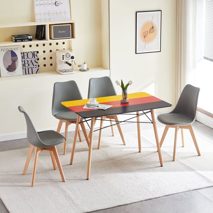Table à manger -table rectangulaire de style Scandinavie mat - 4 à 6 personnes-110 x 70 x 73cm ...