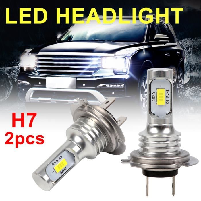 2PCS Ampoules Phares-LED, H7-6000K blanc 10000LM-kit de conversion de ...