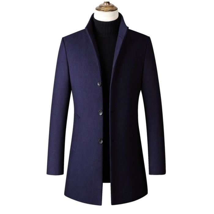 Manteau - caban,Trench-Coat Long en laine mélangée pour homme,veste ...