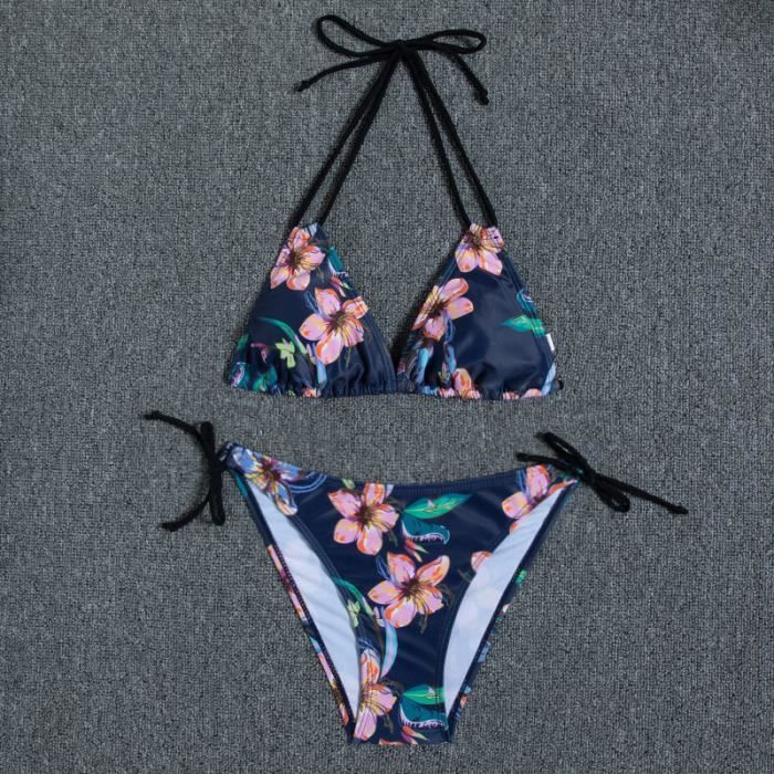 Sexy String Bikini Femmes Floral Trikini Maillot De Bain Femme Maillot ...