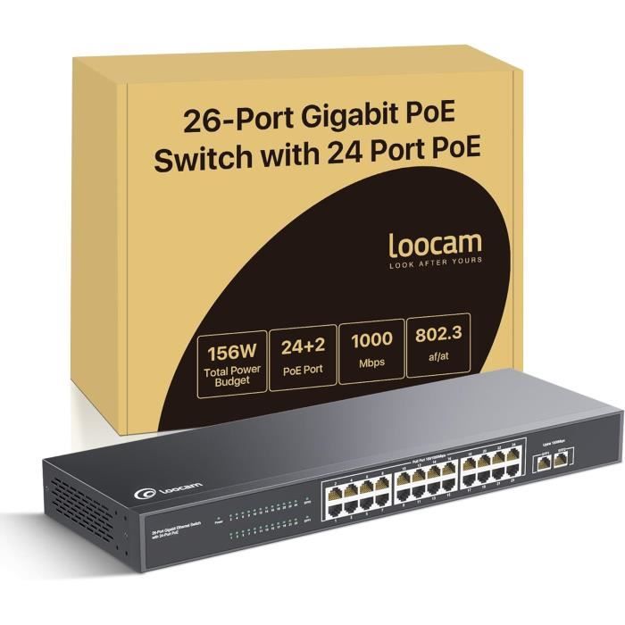 Zosi Poe Switch 24 Poe Gigabit Port Avec 2 Gigabit Uplink Port, Poe+ ...