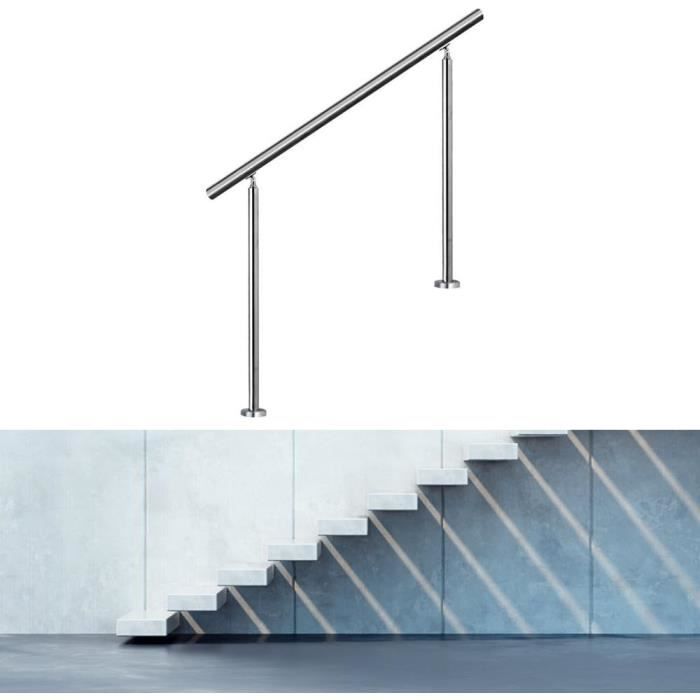 Jiubiaz Rampe en acier inoxydable pour escaliers, balcons, avec 0 ...