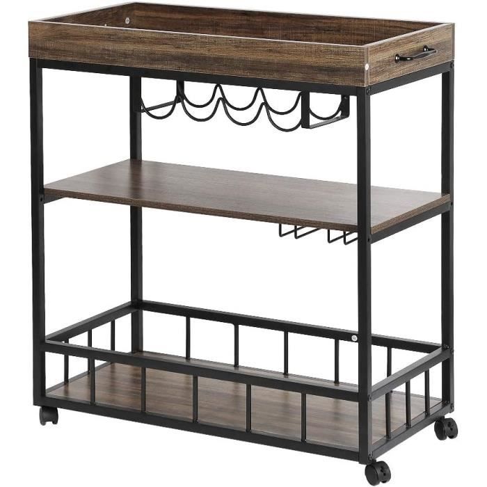 Drumm Chariot de Service Desserte à roulettes Chariot Commode Roulant ...