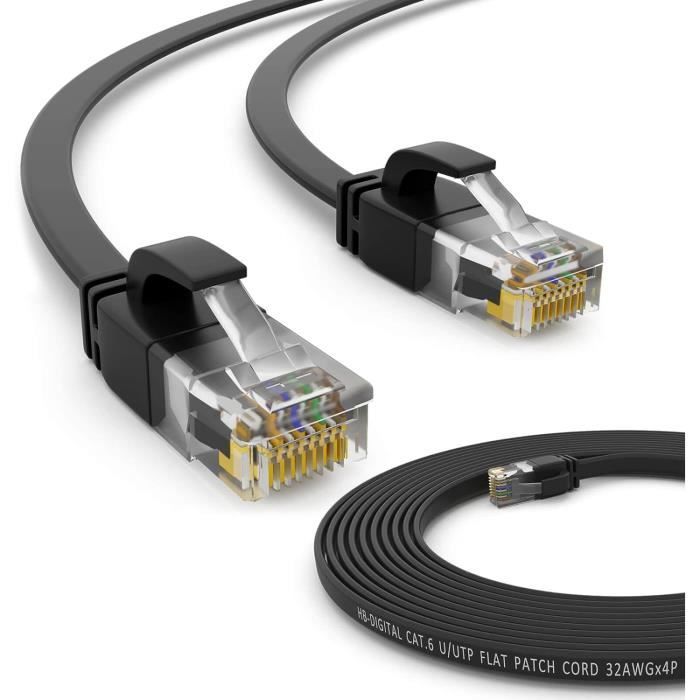 Câble Réseau Lan 1M Câble Patch Plat Avec Connecteur Rj45 Cuivre Profi ...