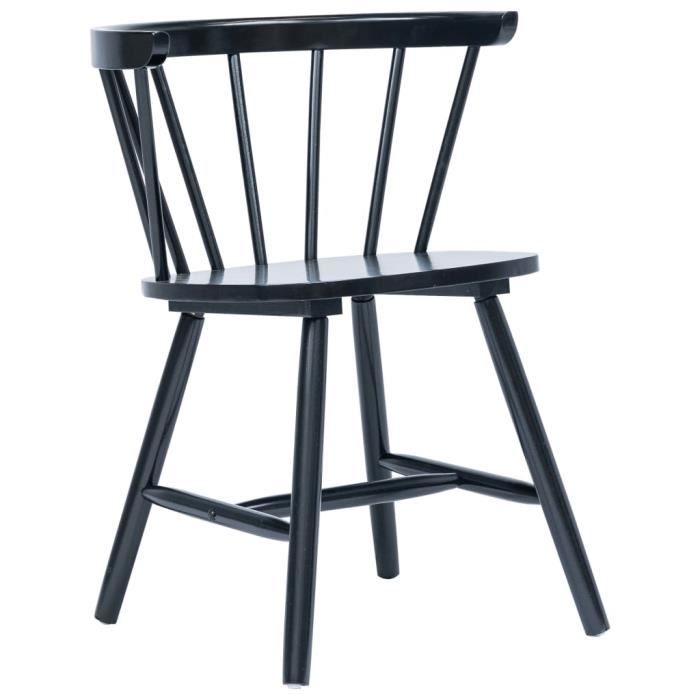 CHEZ STAR® Luxe 2 pcs Chaises de salle à manger Noir Bois d'hévéa ...