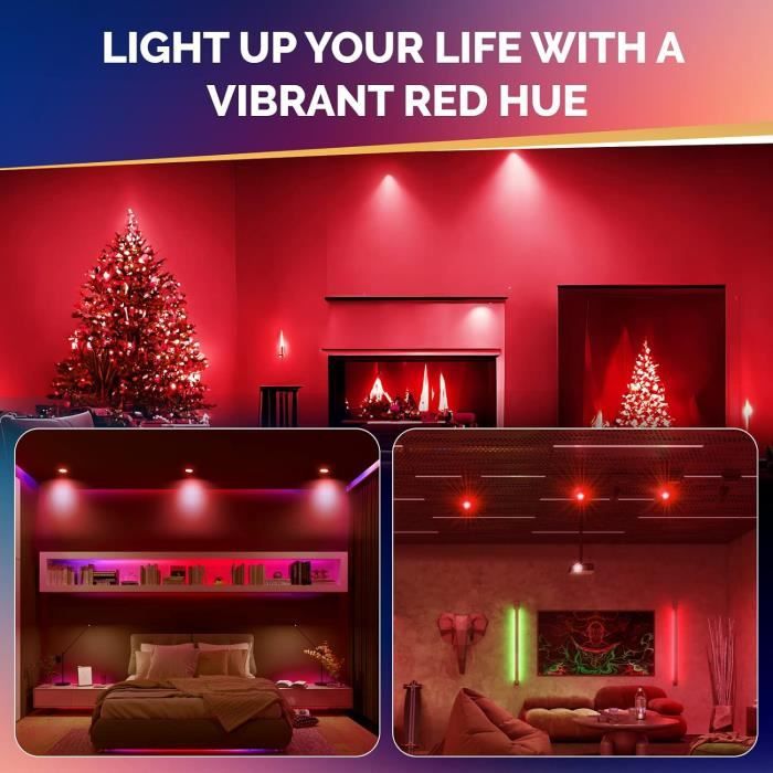 Ampoule Led Gu10 Couleur Rouge 5W, Mr16 Lampe Led Rouge Non Dimmable ...