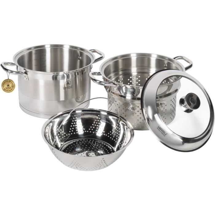 Cuit pâtes - Laguiole - Inox argenté - 3 pièces - Compatible induction ...