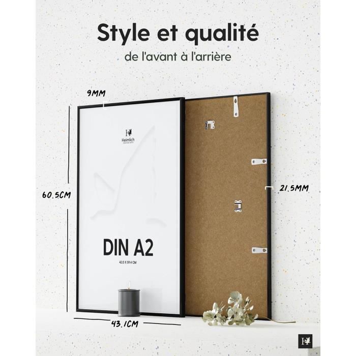 2X Cadre Photo A2 42X59,4 Cm En Aluminium Noir | Cadre 42X59,4 Cm ...
