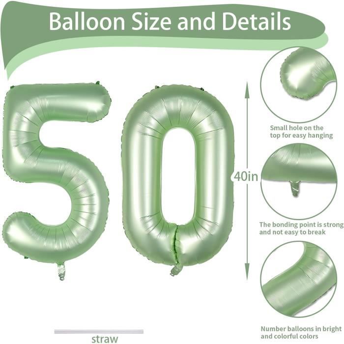 Ballons Anniversaire 50 Ans, 40"(101Cm) Ballon 50 An, Ballon 50 Chiffre ...