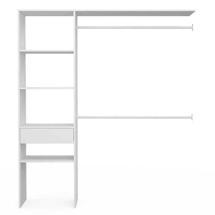 IDMARKET Kit dressing MELINE 160 x 40 x 180 cm blanc avec étagères ...