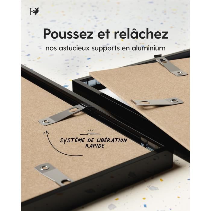 2X Cadre Photo A2 42X59,4 Cm En Aluminium Noir | Cadre 42X59,4 Cm ...