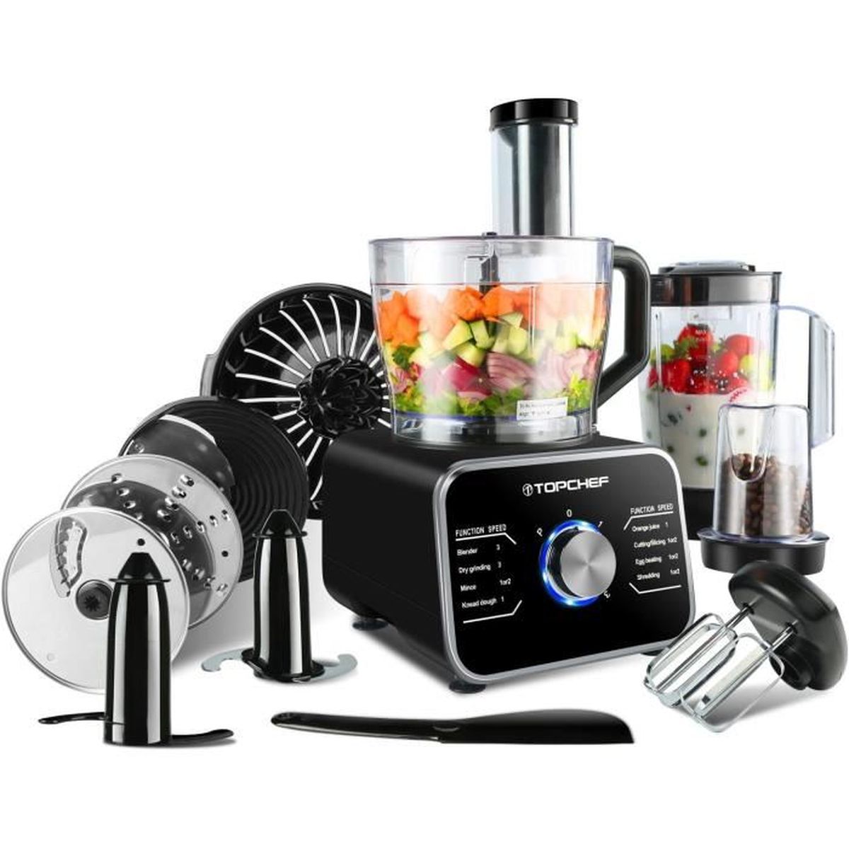 Robot culinaire Topchef 1100W Robot Multifonction(avec accessoires ...