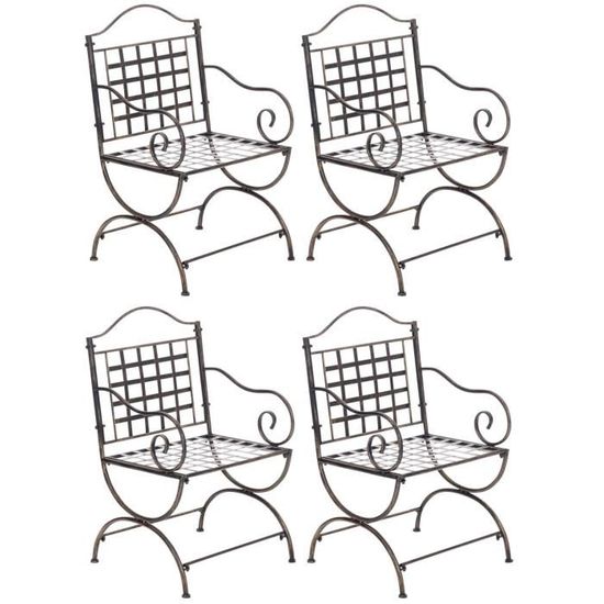 CLP 4 x Chaises de Jardin Lotta en Fer solide et résistante avec ...
