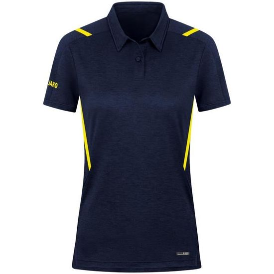 Polo femme Jako Challenge - Bleu marine/jaune fluo - Col polo - Optique ...