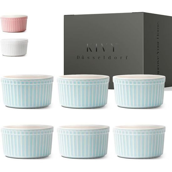 KIVY Set de 6 Ramequins Crème Brûlée [180ml] - Moule à Pâtisserie Résistants pour la Cuisson ...