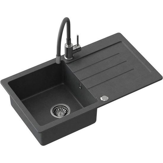 Évier Simple Encastrable - TRAHOO - Noir + Maggie Noir - Granit ...