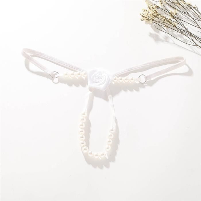 String blanc - XL - Porte-jarretelles en dentelle transparente pour femmes, Lingerie sexy ...