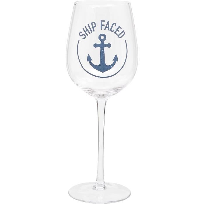 Verre À Vin Humoristique « Ship Faced » 420 Ml[n536] - Cdiscount Maison